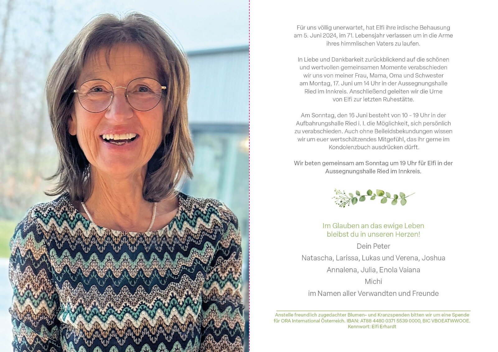 Verstorben: Elfi Erhardt - 2024 - News - EmK